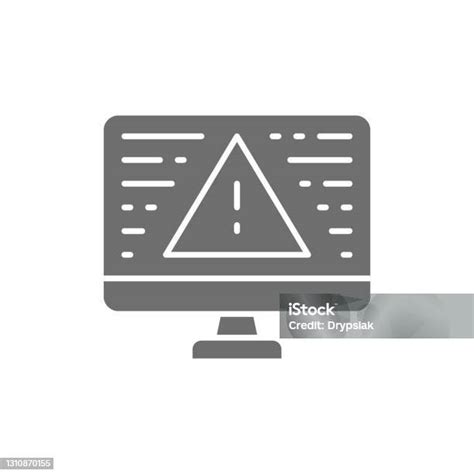 경고 기호 화면 오류 알림 회색 아이콘이있는 데스크톱 컴퓨터 위협에 대한 스톡 벡터 아트 및 기타 이미지 위협 경계 표지 경고 기호 Istock