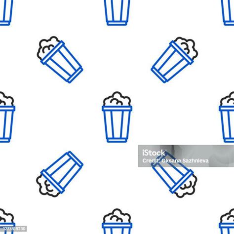 흰색 배경에 골판지 상자 아이콘 격리 매끄러운 패턴의 라인 팝콘 팝콘 버킷 박스 다채로운 개요 개념 벡터 가득 찬에 대한 스톡 벡터 아트 및 기타 이미지 Istock