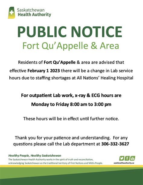 Out Of Date PUBLIC NOTICE Lab Service Hours Change ANHH
