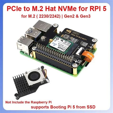 PCIe To M 2 HAT Raspberry Pi 5 NVME High Speed Expansion Board Gen 2 3 With 16P Cable GPIO