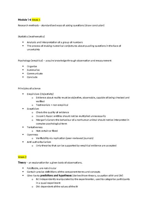 Psyc1040 Lecture Notes Wk 1 6 Module 1 6 Week 1 Research Methods Standardised Ways Of