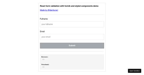 React Formik Styled Components Demo Codesandbox