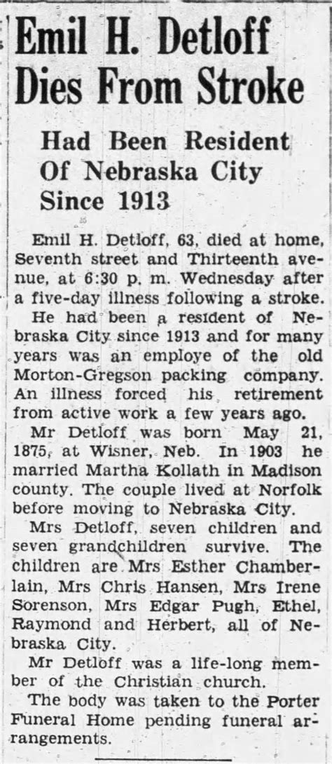 Emil H Detloff 1875 1938 Find A Grave Memorial
