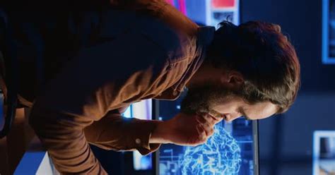 Developer Updating Ai Neural Networks Drinking Coffee Listening Music