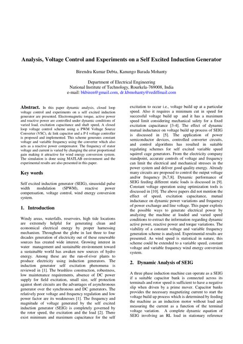 Pdf Analysis Voltage Control And Experiments On A Self Excited Induction Generator