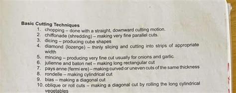 Basic Cutting Techniques Chopping Done With A Straight Downward Cutti