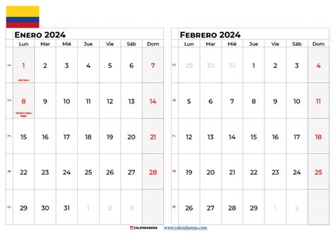 Calendario Enero 2024 Colombia Para Imprimir By Calendarena Medium