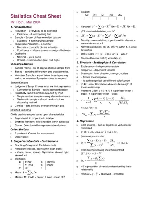 Top 7 Unsorted Statistics Cheat Sheets Free To Download In Pdf Format