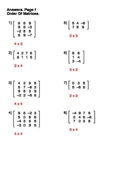 Matrix Order Of Matrices By WhooperSwan Teachers Pay Teachers
