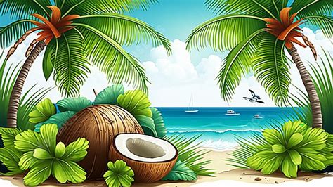 Best Coconut Branch Powerpoint Background For Presentation Slidesdocs Com