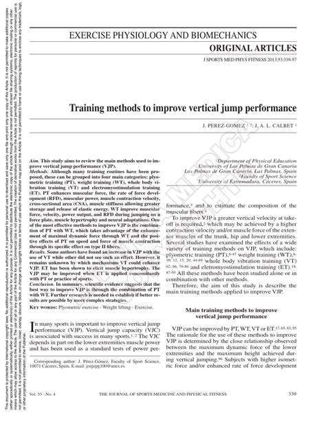 Pdf Training Methods To Improve Vertical Jump Performance