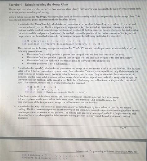 Solved Exercise 4 Reimplementing The Arrays Class The