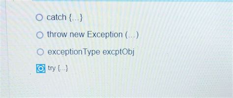 solved which construct is the exception handler try { if