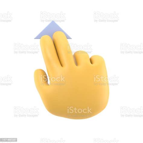 만화 제스처 아이콘 모형터치 스크린 제스처 라인 아이콘3d 그림 두 손 위로 스 와이프 만화 캐릭터 손 흰색 배경에 3d 렌더링 3차원 형태에 대한 스톡 사진 및 기타