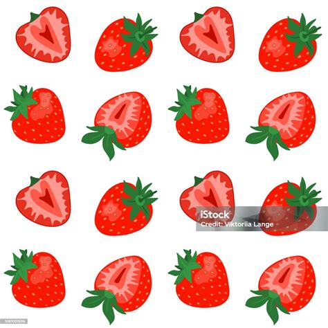흰색 바탕에 귀여운 딸기와 완벽 한 패턴입니다 배치 배경 화면 등 섬유에 대 한 좋은 벡터 일러스트입니다 0명에 대한 스톡 벡터 아트 및 기타 이미지 Istock