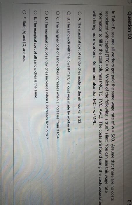 Solved Table B Tp Apl Mpl Mc Tfc Tc Tvc Avc 0 0 2 12 3 24 4