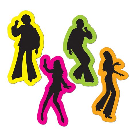 70s Disco Dancing Retro Figure Silhouette Cut Outs Pack Of 4 Reviews Party Supplies Online