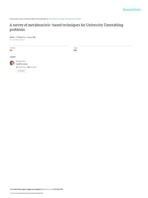 A Survey Of Metaheuristic Based Techniques For University Timetabling