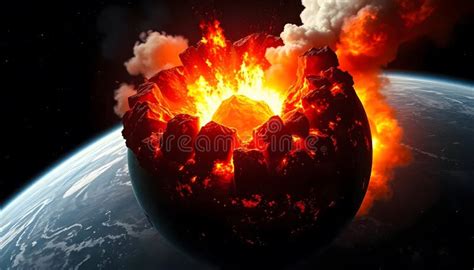 A Concept Of Planet Earth Exploding And Visible From Space Generated By Ai Stock Illustration