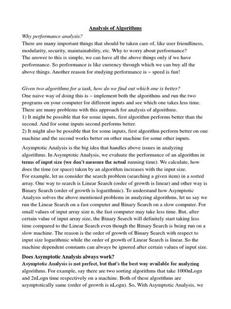 Analysis Of Algorithm Pdf Time Complexity Computational