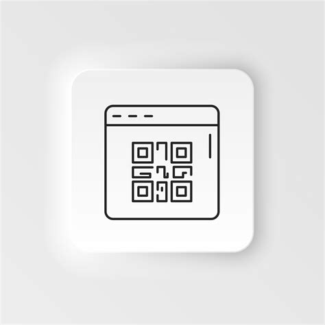E Commerce Neumorphic Style Vector Icon Qr Code Web Site Page Outline