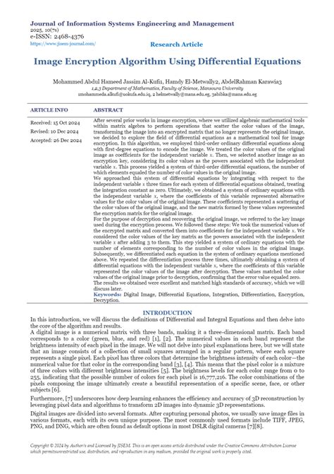 Pdf View Of Image Encryption Algorithm Using Differential Equations