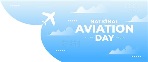 Premium Vector Blue National Aviation Day Banner With Airplanecloud
