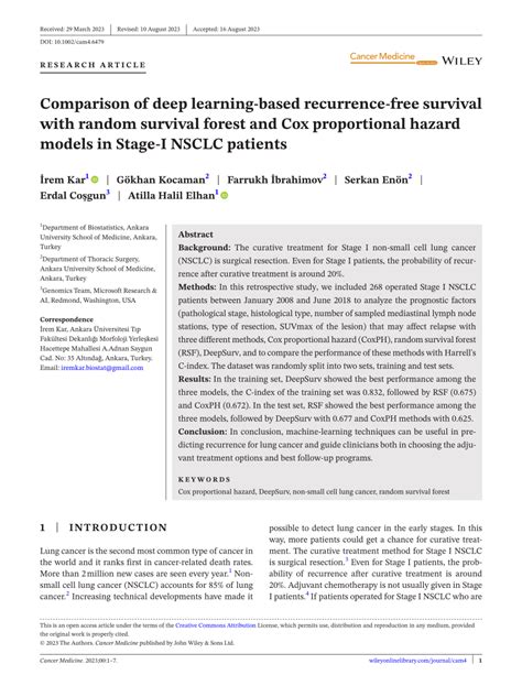 Pdf Comparison Of Deep Learning Based Recurrence Free Survival With