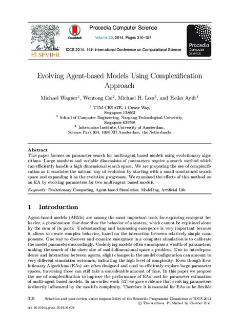 pdf evolving agent based models using complexification approach