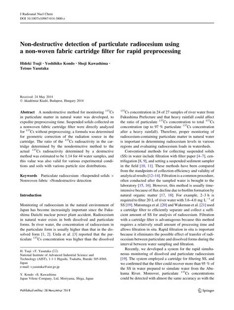 Pdf Non Destructive Detection Of Particulate Radiocesium Using A Non Woven Fabric Cartridge