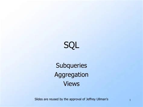 Ppt Sql Subqueries Aggregation Views Slides Approved By Jeffrey
