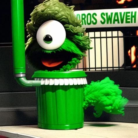 Oscar The Grouch Blowing Out Taylor Swifts Back Free Ai Art Generator