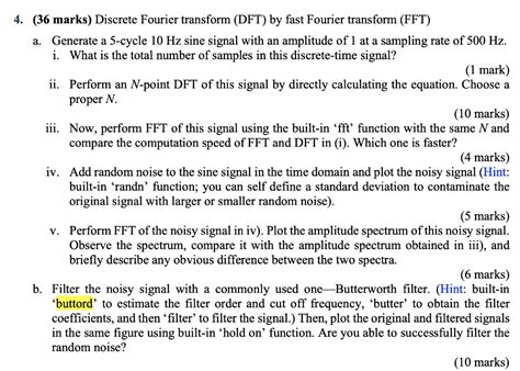 Solved 4 36 Marks Discrete Fourier Transform DFT By Chegg Com