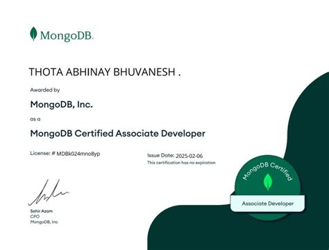 Mongodb Certification Mongodbdeveloper Nosql Database
