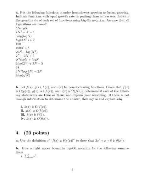 solved a put the following functions in order from