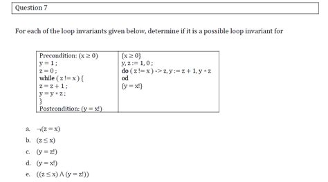 Solved For Each Of The Loop Invariants Given Below Determine If It