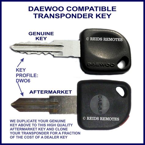 Daewoo Matiz 1998 2005 Replacement Transponder Car Key Cut Cloned