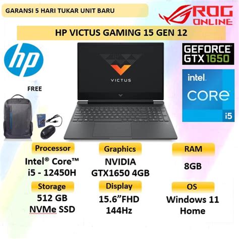 Jual Laptop Hp Victus Intel Core I Gen Ram Gb Gb Ssd Nvidia Geforce Gtx Vram