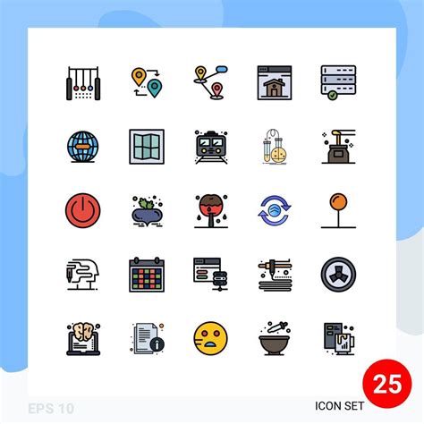 25 Thematic Vector Filled Line Flat Colors And Editable Symbols Of Data
