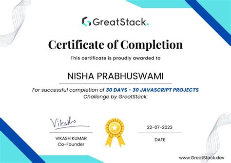 Nisha P On Linkedin Im So Proud To Announce That Ive Completed The 30 Javascript Challenge