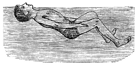 Vintage Engraved Illustration Of Flutter Kick While Back Floating Vector Sroke Lesson Flutter