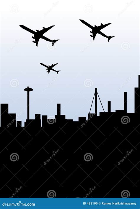 Vector Plane And City Stock Illustration Illustration Of Landing
