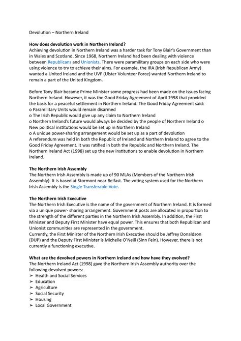 Devolution Northern Ireland Devolution Northern Ireland How Does