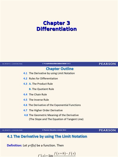 Math104 Chapter 3 Differentiation Yeni Pdf Derivative Tangent