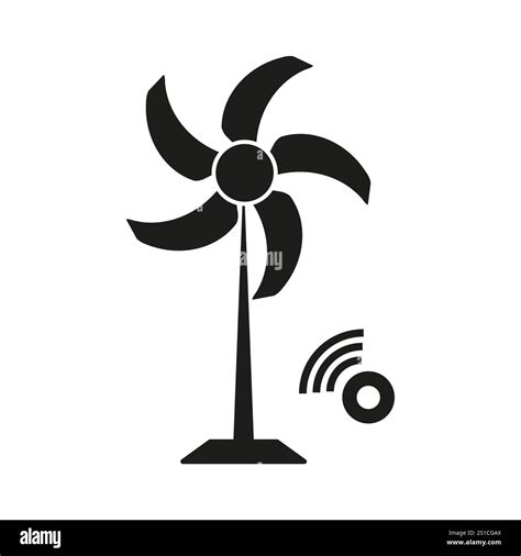 Fan With Wi Fi Smart Cooling Device Black Minimalist Icon Airflow Technology Symbol Stock