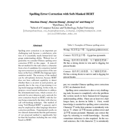 Spelling Error Correction With Soft Masked Bert Acl Anthology