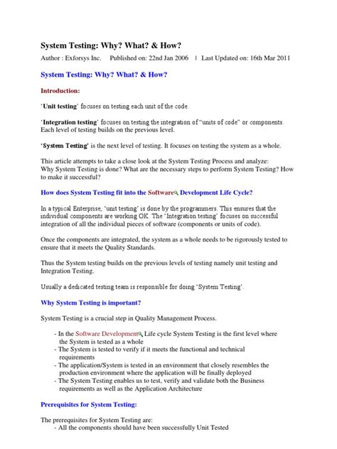 system testing why what and how download free pdf unit testing component based software