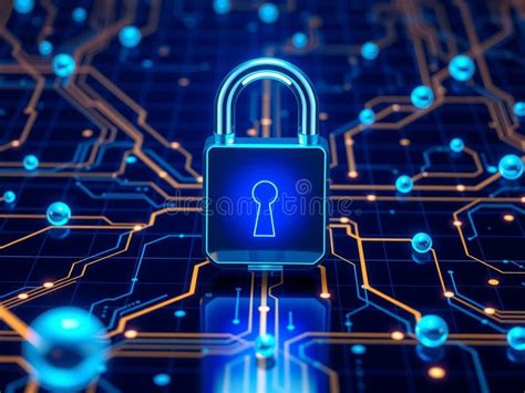 Digital Padlock Icon Over Blue Tech Background Showing Cybersecurity And Online Safety System