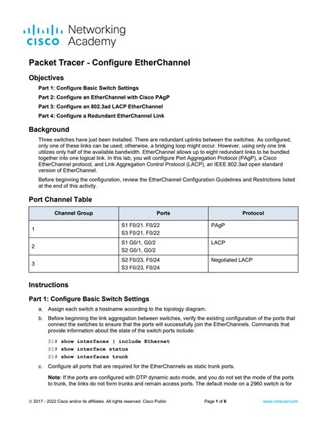 SOLUTION 6 2 4 Packet Tracer Configure Etherchannel Studypool