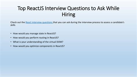 PPT ReactJS Interview Questions PowerPoint Presentation Free